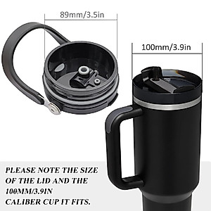 40 oz Flip Straw Lid for Stanley Quencher Travel Tumbler 40 oz Cup, Replacement Flip Tumbler Lid With Straw, Easy to Carry (Black)