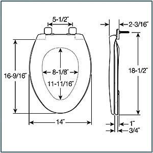 MAYFAIR 18100SL 000 Collins Slow Close Plastic Toilet Seat that will Never Loosen, with Super Grip Bumpers, ELONGATED, Long Lasting Solid Plastic, White