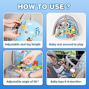 Koty Rear Facing Car Seat Toy, Baby Kick & Play Activity Center, Car Seat Activity Arch with Music, Mirror and Rattle Toys for Children, Developmental Toys for Babies, Travel Toddler Toys (Toucan)