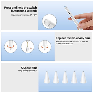 CC Store for iPad Pencil 10/9th Generation,Pen for iPad Stylus Compatible with iPad 2018~2022,for iPad 10/9/8/7/6th Gen,for Air Pro Mini 15 Mins Fast Charging,Palm Rejection & Tilt Sensitive(White)