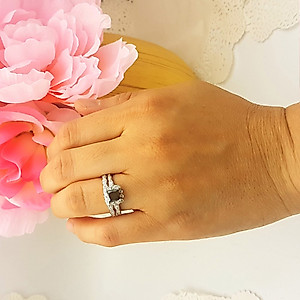 Dazzlingrock Collection 1.80 Carat (ctw) 10K Black & White Diamond Bridal Halo Engagement Ring Set, White Gold, Size 8