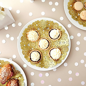 Juvale 60 Pack 10 Inch Gold Paper Doilies for Dining Table, Round Decorative Medallion Lace Placemats for Wedding