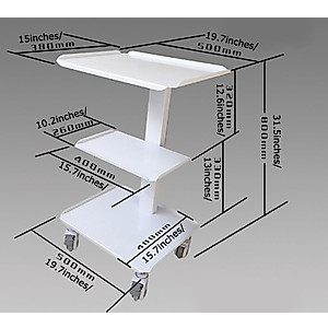 PreAsion Dentist Cart Multi-Function Mobile All High-Carbon Steel 3 Layers Trolley Weigh- Scale 40-70kg with Brake Wheels for Dental Hospital Nurse Emergency Lab