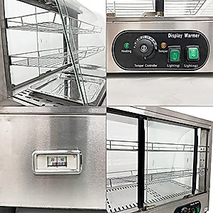 TECHTONGDA Commercial Countertop Food Display Case Electric Food Warmer Case for Pizza Dessert Food Display Cabinet 3 Tiers 700W