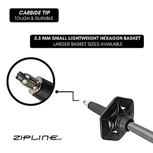 Ski Poles Graphite Carbon Composite - Zipline Lollipop U.S. Ski Team Official Supplier (Gray Carbon, 46" in./117 cm)