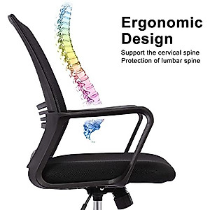 Office Chair, Desk Chair Home Office Chair Mesh Computer Chair Ergonomic Office Chair with Lumbar Support Armrests, Mid Back Task Chair Adjustable Swivel Rolling Chair for Home Office, Living Room