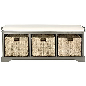 Safavieh American Homes Collection Lonan Grey and White Wicker Storage Bench, 0