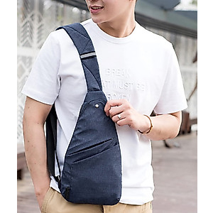 Suyzufly Slim Sling Bag for Men Women Water Resistance Lightweight Small Shoulder Crossbody Chest Bag Blue