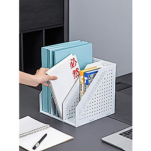 Leven/Deli Collapsible Magazine File Holder/Desk Organizer for Office Organization and Storage with 3 Vertical Compartments
