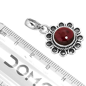 JEWELOPORIUM Solid 925 Sterling Silver Pendant Natural Garnet Gemstone Handcrafted Jewelry (33516_P)
