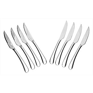 Bruntmor, ALBA Gourmet Stainless Steel 8-piece Steak Knife set with Full Tang Blades, Wooden Gift Box