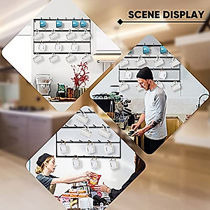 Wall Mount Coffee Mug Holder, Wrought Iron Coffee Tea Cup Hanging Rack Display Organizer Space Saving Mug Hanger with 30 Hooks for Home Kitchen Farmhouse Storage and Collection(4 Tier)