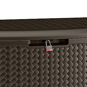 Suncast 124 Gallon Resin Extra Large Deck Storage Cabinet, Mocha Herringbone