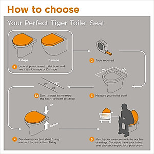 Tiger Old Wood Toilet Seat, Stainless Steel, MDF, Rubber, Brown, 37.7 x 5.5 x 45.9 cm