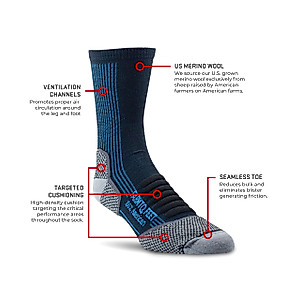 Farm to Feet Men's Damascus Lightweight Technical 3/4 Crew, Charcoal, Medium