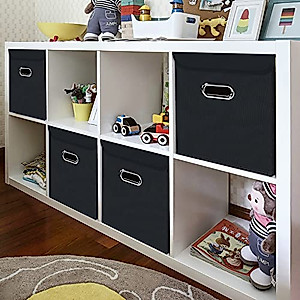 NieEnjoy Closet Organizers Fabric Storage Cube Bins with Lids collapsible storage bins basket with Handles ,Storage Boxes for Organizing,3 Pack (Black)