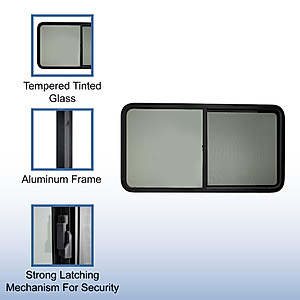 RecPro RV Window | 60" W x 30" H | Teardrop Horizontal Slide | RV Window Replacement | Optional 1 1/2" Trim (1 Window, with Trim) | Made in USA