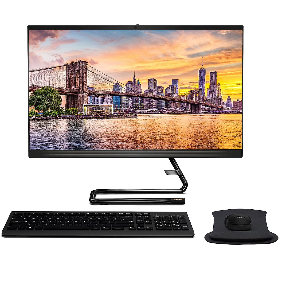 Lenovo IdeaCentre A340-24ICK 23.8in All-in-One Touchscreen PC Bundle with FHD 1920 x 1080, Core i5-9400T, 8GB DDR4, 512GB SSD, Keyboard, Mouse, Gel Mousepad, Windows 10 Home