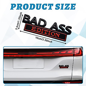 Zufoty Car Body Sticker, 3D Fender Badge Decal Car Sticker, Car Modification Label, 3D Letters Front Hood Badass Emblem Car Exterior Emblems Replacement Accessories Universal for Car Motorcycle SUV