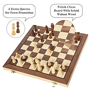 Jaeraph Chess Sets, Wooden Chess Board, Chess Sets for Adults, Magnetic Chess Set, Travel Chess Set, Folding Chess Board Set, Chess Sets for Adults and Kids, Wooden Ajedrez Board Game
