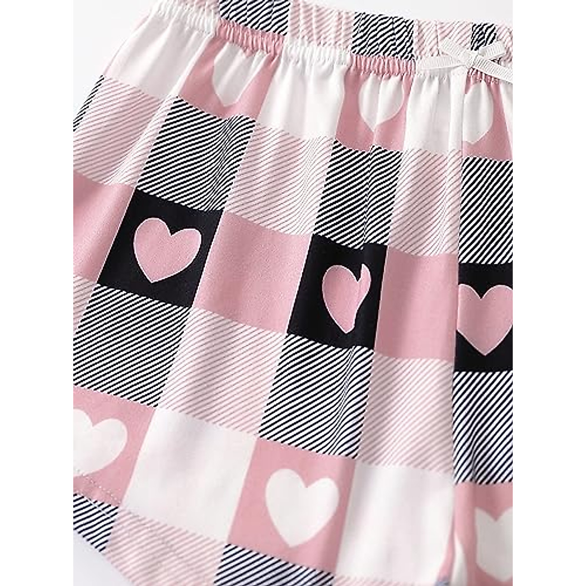 Verdusa Girl's Plaid Print Elastic Waist Casual Shorts Plaid Heart Multi 150