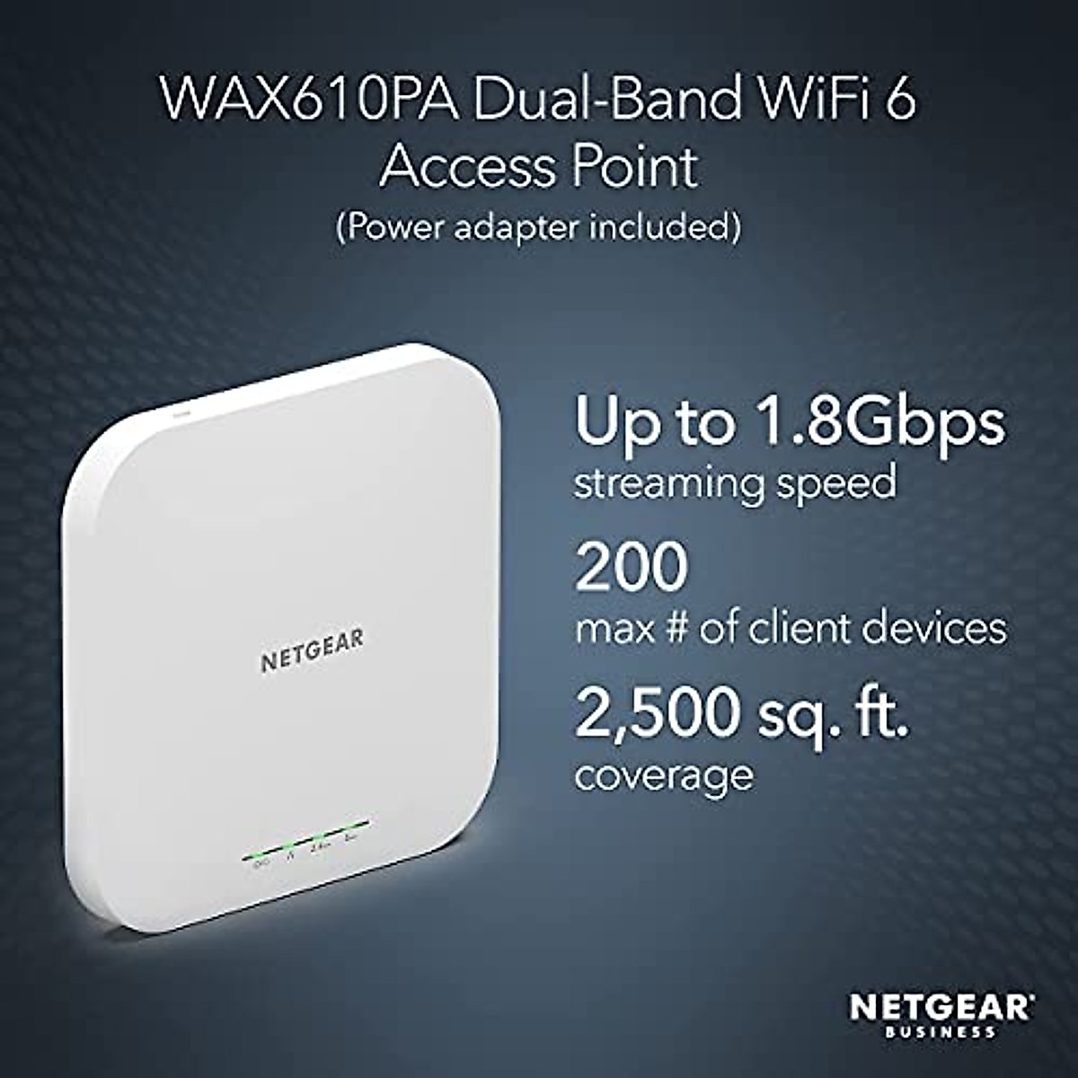 NETGEAR Wireless Access Point (WAX610PA) - WiFi 6 Dual-Band AX1800 Speed | Up to 250 Devices | 1 x 2.5G Ethernet LAN Port | 802.11ax | Insight Remote Management (Renewed)