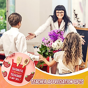 Remerry 12 Pcs Christmas Teacher Appreciation Gifts for Woman 3 Oven Mitt Potholder 6 Bamboo Utensil Set 3 Teacher Gift Greeting Cards