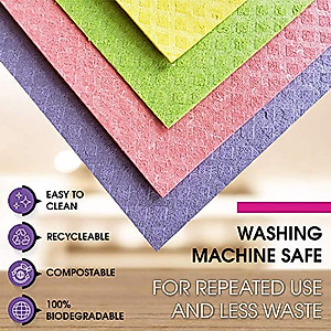 PINK RHINO LABS Swedish Dishcloths for Kitchen 10 Pack – Reusable Swedish Dish Towels: Replace Cellulose Sponges for Kitchen Cleaning, Dish Towels for Drying Dishes, Paper Towel Alternative & More