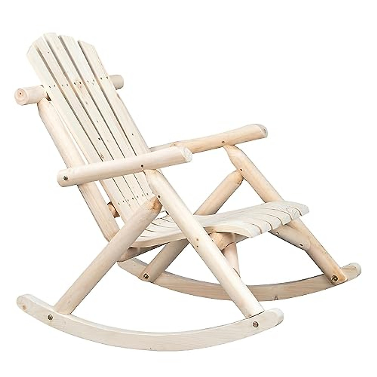 vinmax Outdoor Fir Wood Rocking Chair - Log Color | Courtyard Patio Furniture with Classic Design | Wooden Outdoor Rocker for Garden and Porch