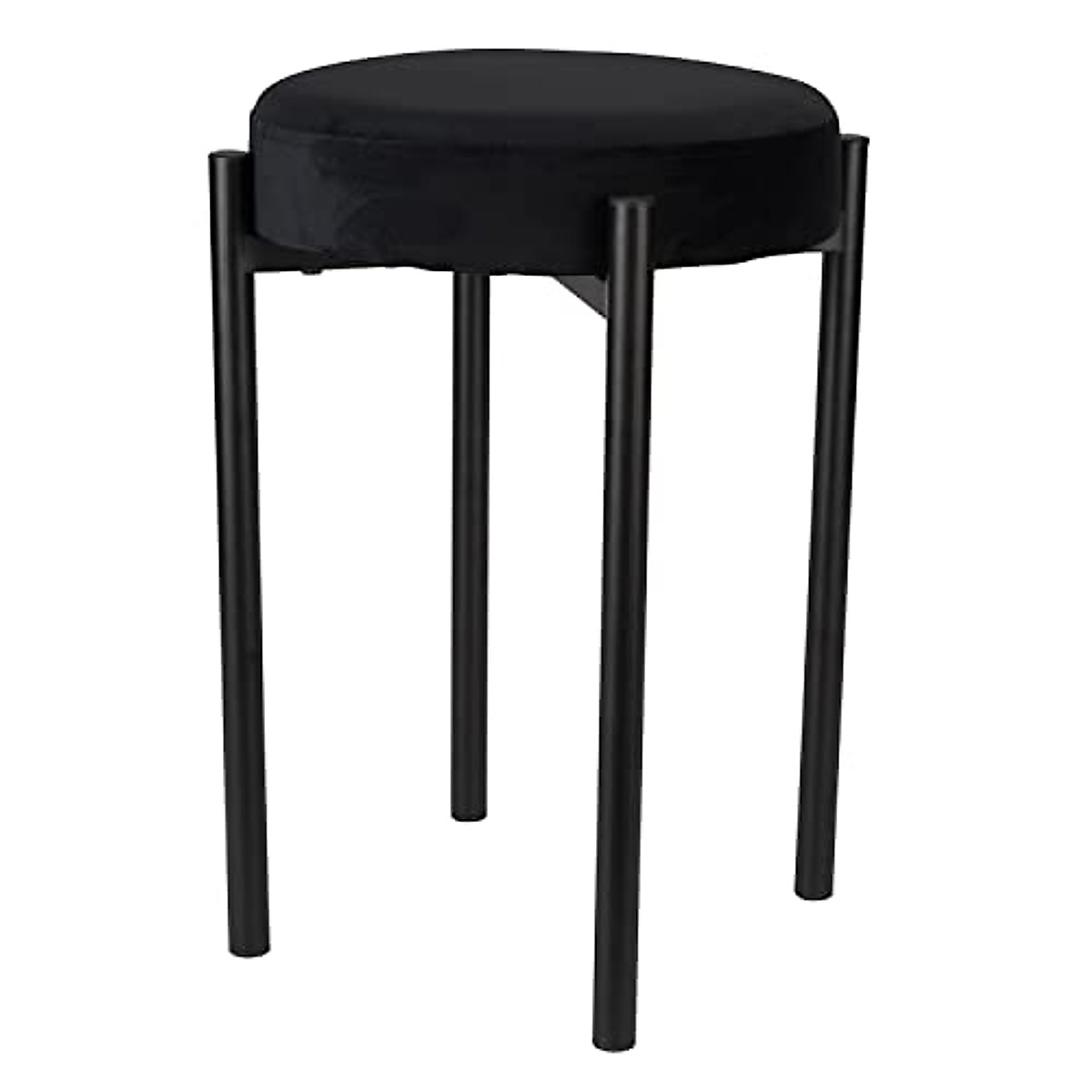 Home Details Dimensions: 13.4" x 13.4" x 17.9" | Easy to Assemble | Stylish Cushion | Compact Design | Black Velour Vanity Stool