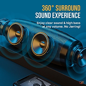 WALLA SOUND Bluetooth Speaker & FM Radio - IPX5 Waterproof Portable Wireless Speaker with BT 5.3, Stereo Sound, Micro SD Card MP3 Player, TWS Pairing & Built-in Mic for Home, Outdoors, Travel