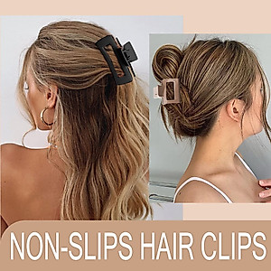 Bmobuo Large Claw Clips 8Pcs & Small Clips 2Pcs for Women, Hair Clips for Thick Hair, Neutral Matte, Non-slip Hair Accessories, Size Fits All, Plastic & Alloy for Ladies and Girls