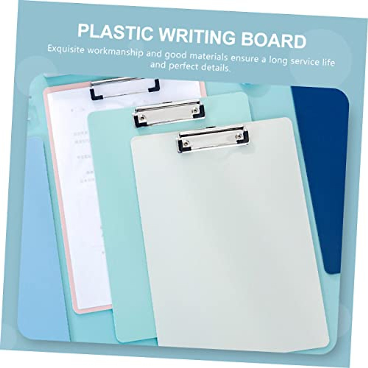 Tofficu 10 Pcs Writing pad Plastic File Folder Paper Folder Staples Plastic clipboard Exam Paper Clips Office Clip Boards Document Organizer Hard Plastic Test Paper Holder Drawing Board a4