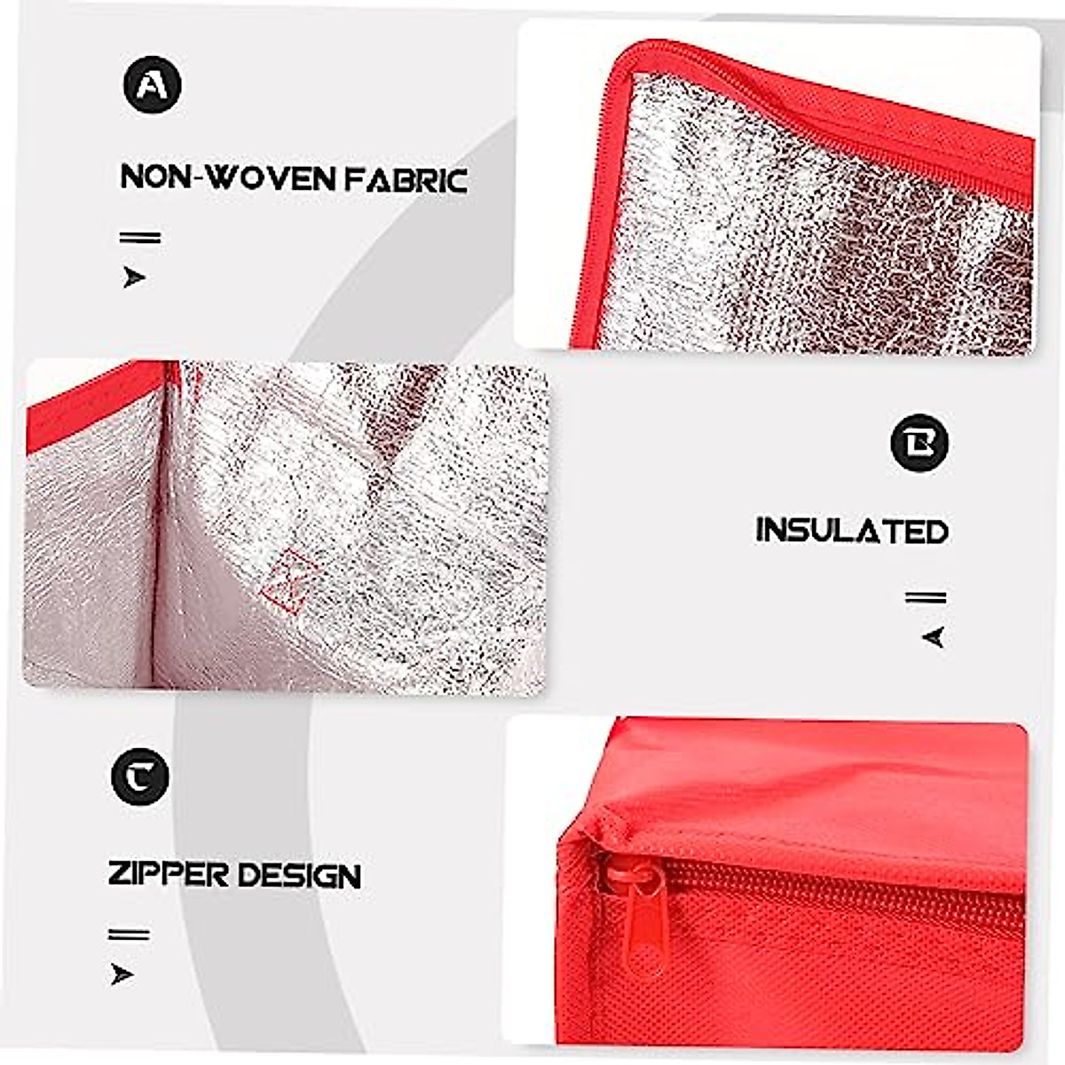 Unomor Zip Ties Outdoor Insulation Bags Zip Ties Outdoor Insulated Bag Insulated Grocery Bags Portable Insulation Bag Non-woven Fabric Storage Bags Pizza Food Delivery Storage Bag