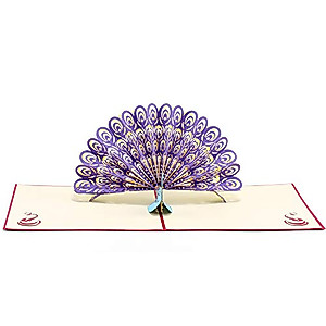 Paper Spiritz Peacock Pop up Cards Birthday, Mother's Day Cards, Anniversary Thank You Card for Husband Daughter Wife, Handmade Graduation Sympathy Blank Card, Laser Cut with Envelopes All Occasion