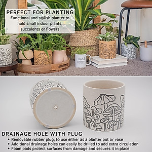 BASE ROOTS Mushroom Planter, Speckled White, Indoor/Outdoor, Holds Small Plants