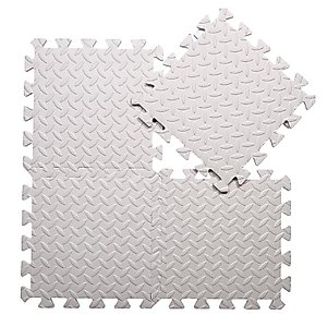 Coolcandy EVA Foam Play Mat, 16 Tiles Colorful Baby Play Mat, Square Kids Playmat with Solid Colored, 0.4" Thickened Interlocking Foam Floor Tiles, Puzzle Play Mat for Baby Crawling, Playing (White)