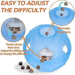 LumoLeaf Dog Treat Ball, 5" Interactive Pet Treat Dispensing Ball Toy with Adjustable Difficulty Setting, Slow Feeder Dog Puzzle Toys and Dog Enrichment Toys for Small to Medium Dogs and Cats.