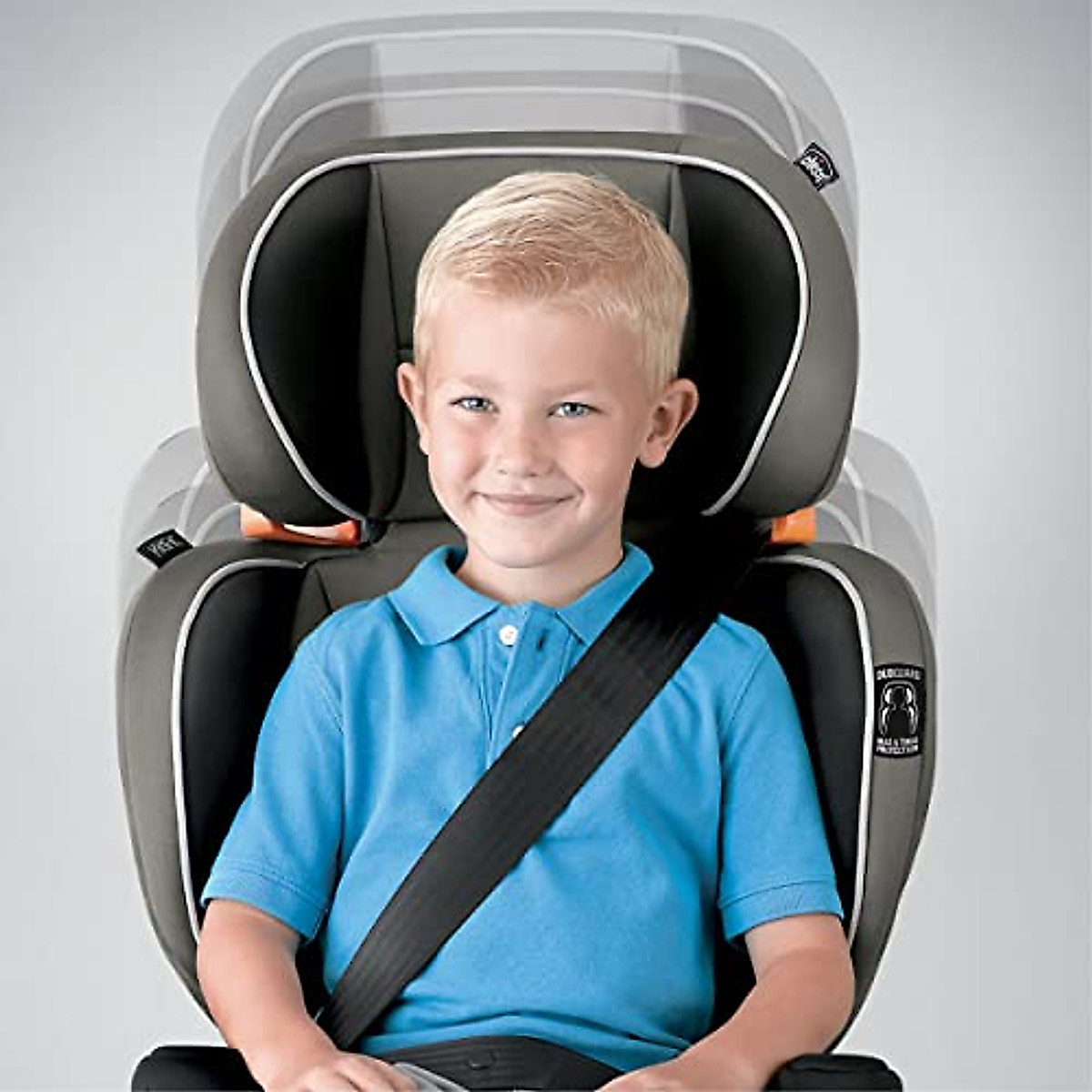Chicco KidFit 2-in-1 Belt-Positioning Booster Car Seat, Backless and High Back Booster Seat, For children aged 4 years and up and 40-100 lbs. | Gravity/Grey
