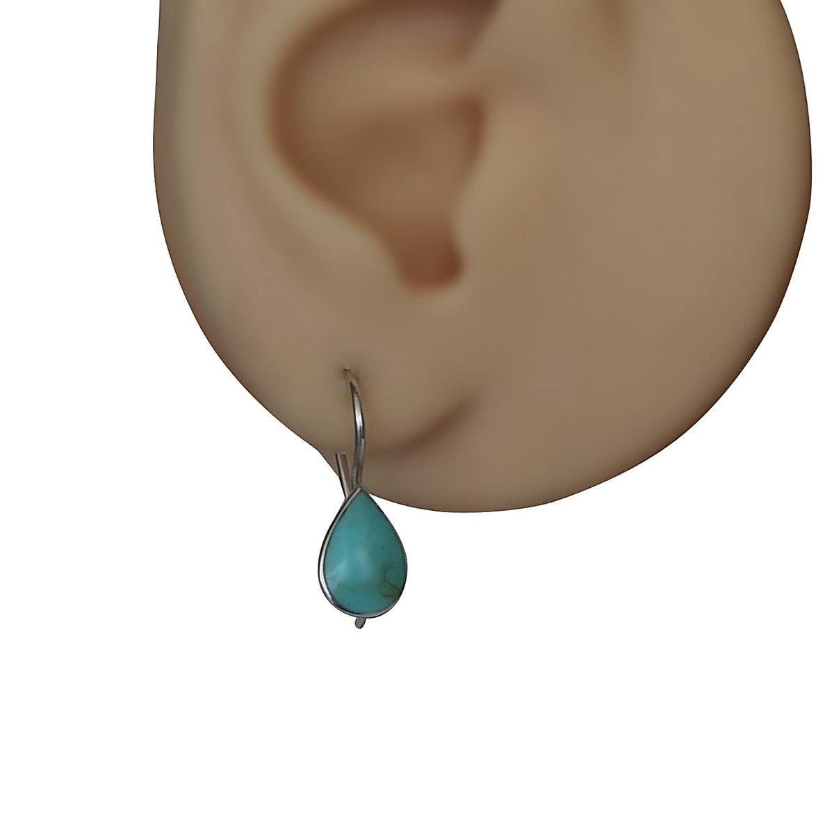 Handmade Turquoise Dangle Earrings, 925 Sterling Silver, Pear Shape 11x8mm Reconstructed Turquoise Gemstone Drop Earrings for Women, Tarnish & Water Resistant, By MiYa Jewelry Creations