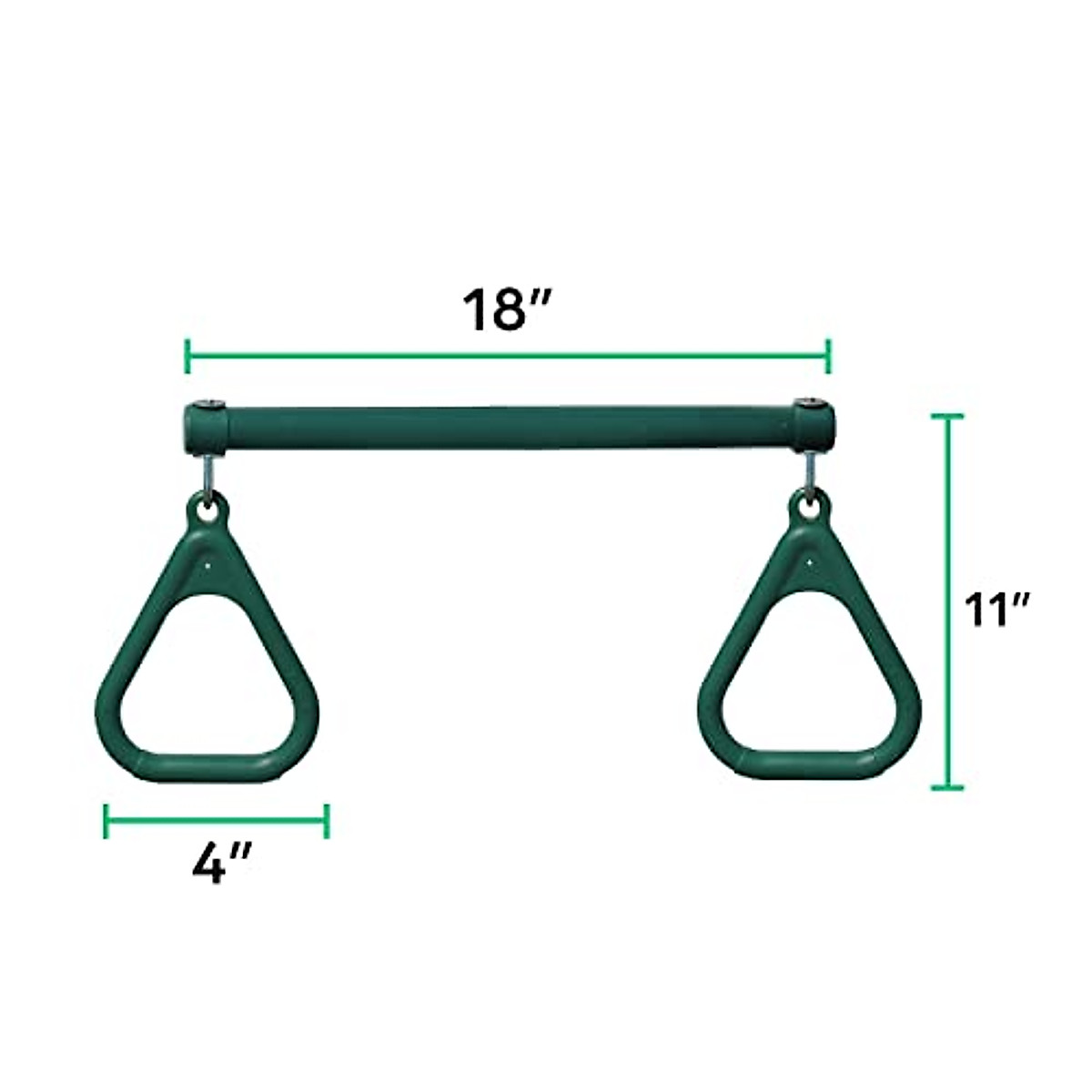 Jungle Gym Kingdom Swing Sets for Backyard, Monkey Bars & Swingset Accessories - Set Includes 18" Trapeze Swing Bar & 48" Heavy Duty Chain with Locking Carabiners - Outdoor Play Equipment (Green)