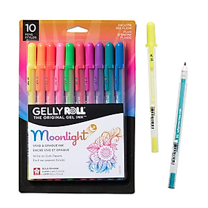 SAKURA Gelly Roll Moonlight 10 Gel Pens - Bold Point Ink Pen for Journaling, Art, or Drawing - Assorted Bright Ink - Bold Line - 10 Pack