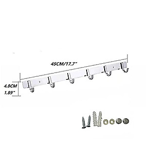 HSXJJ Wall Mounted Coat Hook Rack 304 Stainless Steel Towel Rack and Key Rack, Wall Mounted 6 Square Coat Hooks