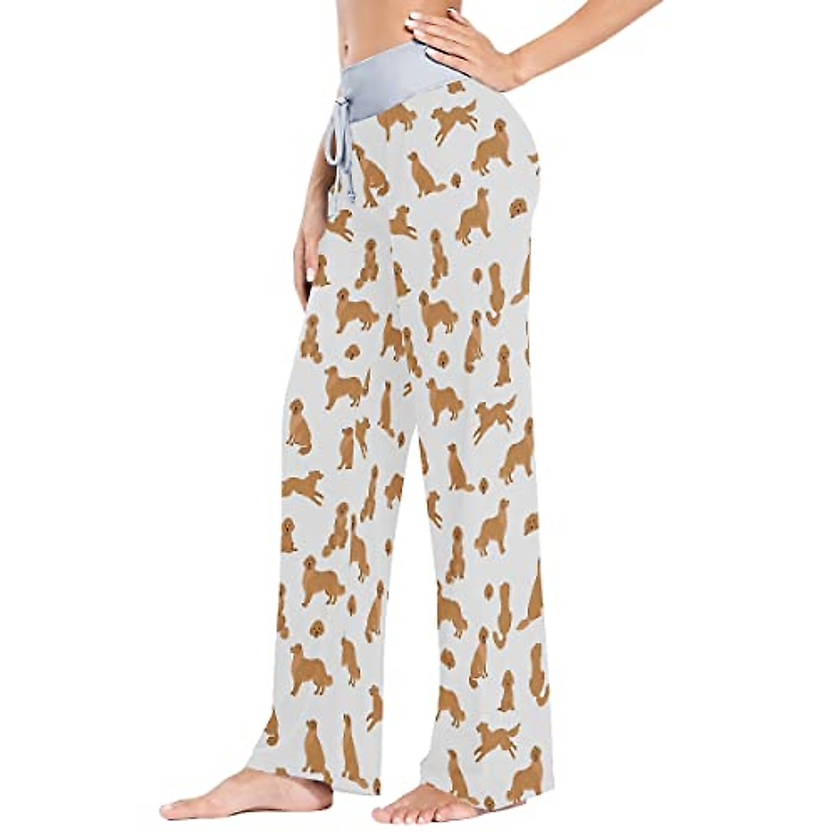 Women's Pajama Pants Golden Retriever Dogs Sleepwear Lounge Pajama Bottoms White S