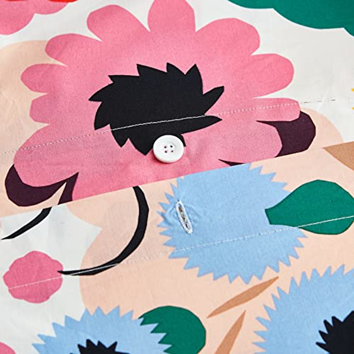 Marimekko - Queen Duvet Cover Set, Cotton Percale Bedding with Matching Shams, All Season Home Decor (Ojakellukka Multicolor, Queen)