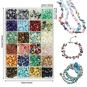 Allazone Natural Chip Gemstone Beads Set, 24 Style 1050 PCS Natural Gemstone Beads Kit Ear Hooks, Pendant Accessories, Pliers for Jewelry Necklace Bracelet Earring Making DIY Crafts