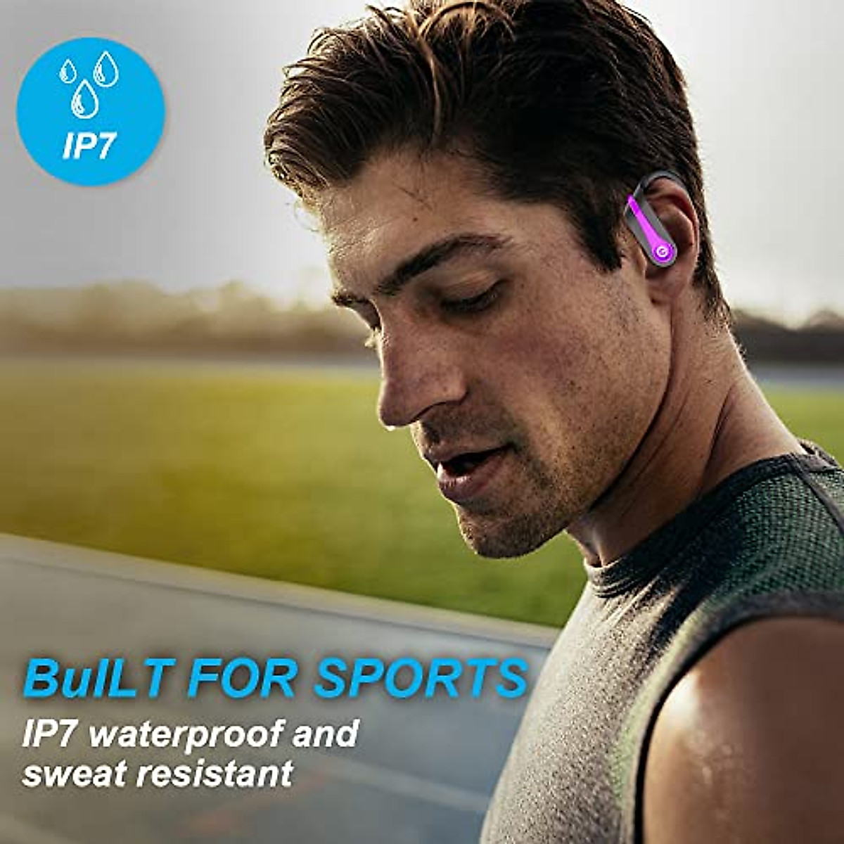 Donerton Wireless Earbud, Chipset 5.1 Sport Headphones with Charging Case, 10Hours Single Playtime Earhooks Headset, Wireless Earphone 6D Stereo HiFi Sound Noise Cancelling for Working/Travel/Gym