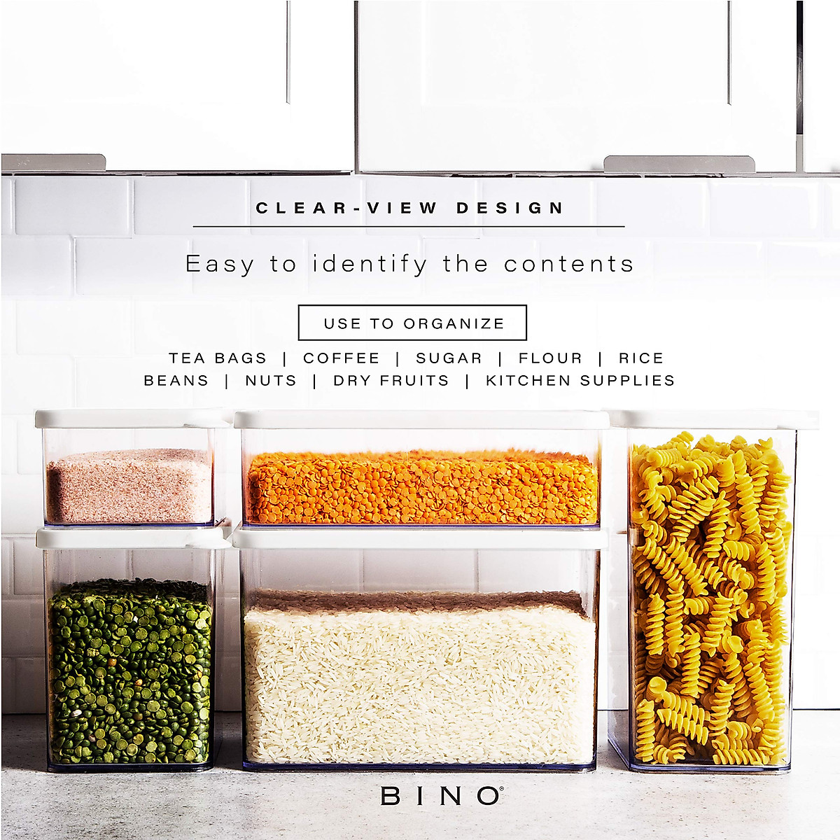 BINO Airtight Food Storage Containers with Lids, 0.9 Qt/820mL, White - Airtight Container Kitchen Storage Containers for Pantry Containers for Organizing Airtight Storage Containers