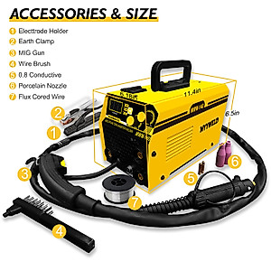 MYYWELD MIG140 3 in 1 Welder 110V Gasless welding machine & E71TGS.030 2-Pound Spool Flux Core Wire
