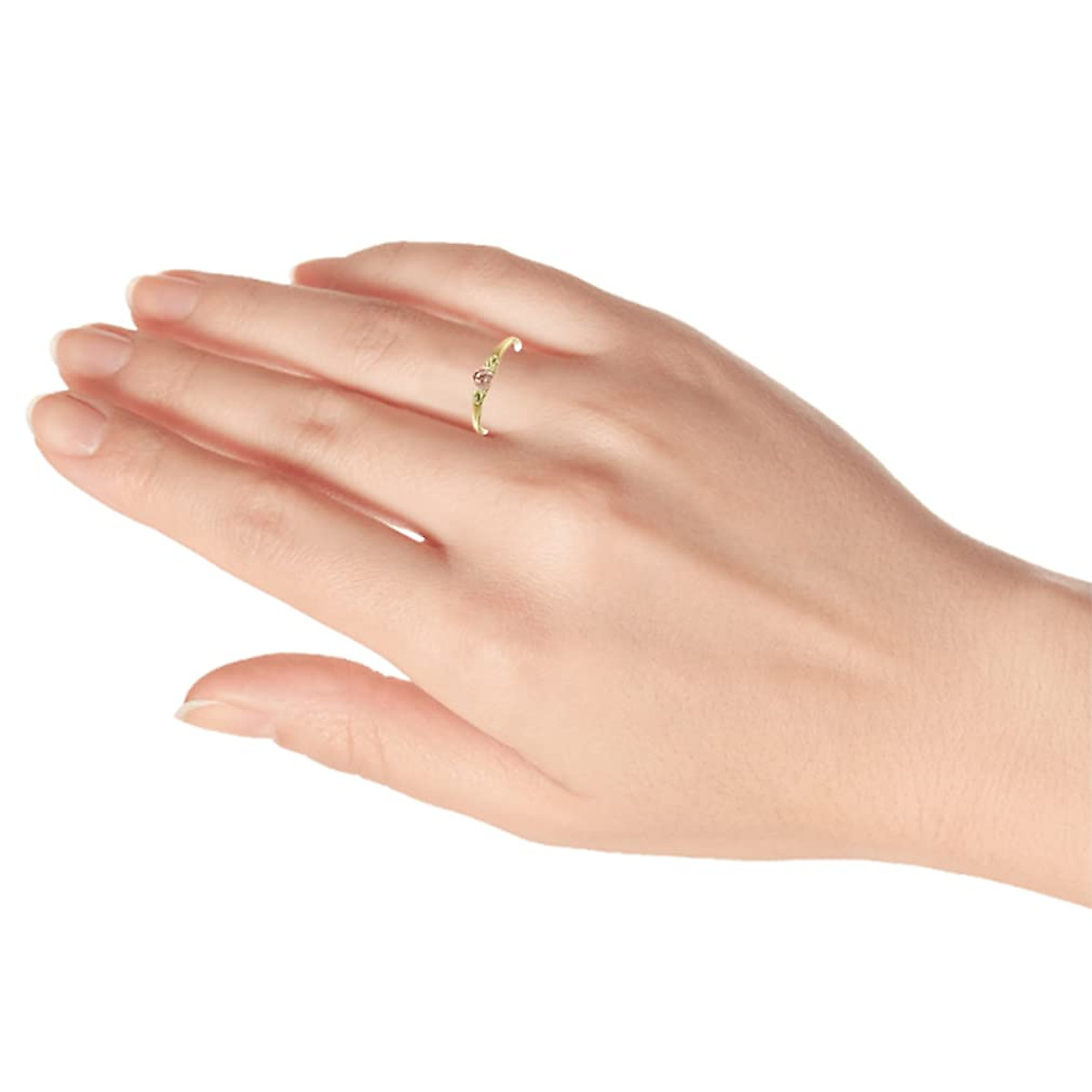 Blooms Rose Flower Petite Ring, 10k Yellow Gold, 12k Green and Rose Black Hills Gold Size 6.75